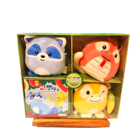 Bendon | Toys | Colors Shapes Book Gift Set Riley Raccoon Milo Monkey ...